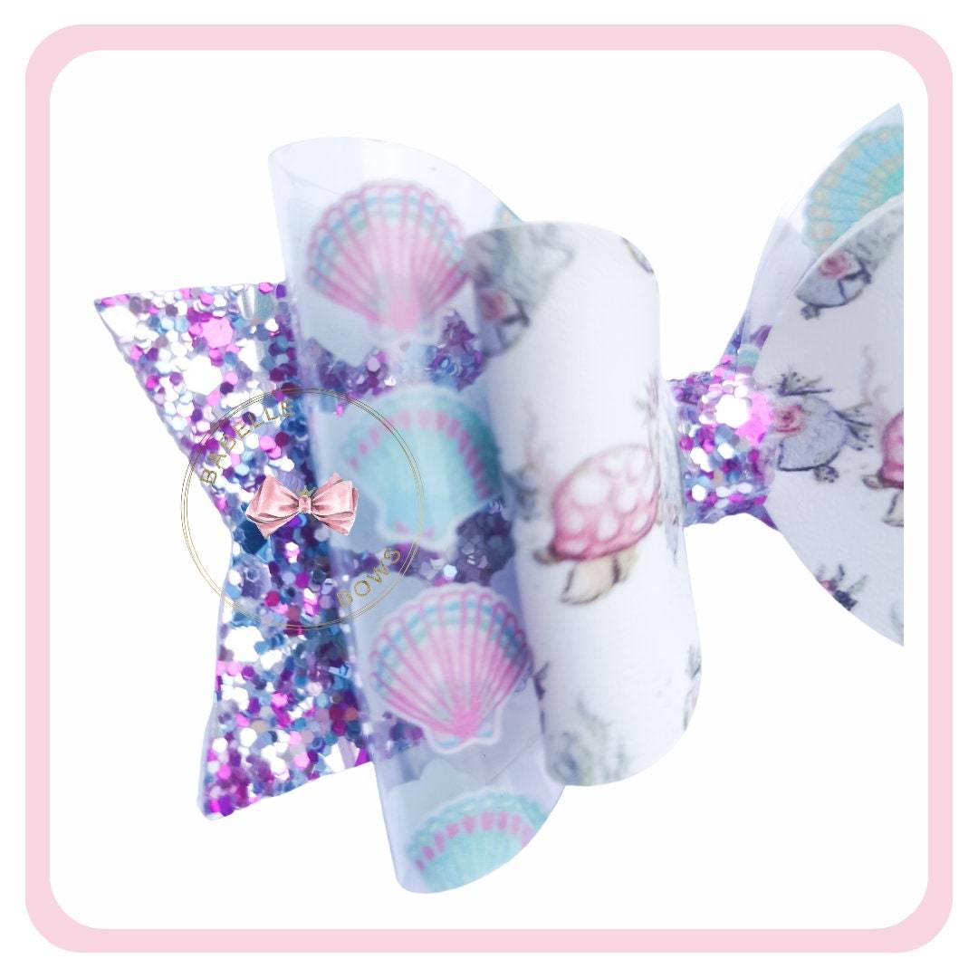 Underwater Sea Turtle and Sea Shells Hair Bow – BaBelle Bows